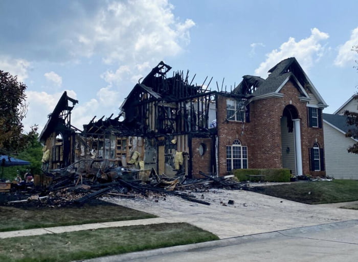 Neighbors house got hit by fireworks last night - 9GAG