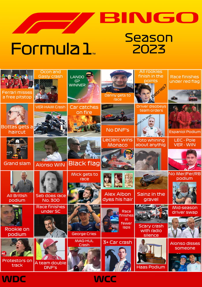 Made a non functional F1 Bingo - 9GAG