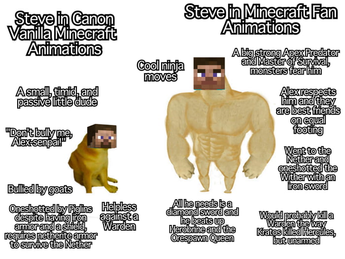 Minecraft: Canon Steve vs Fanon Steve - 9GAG
