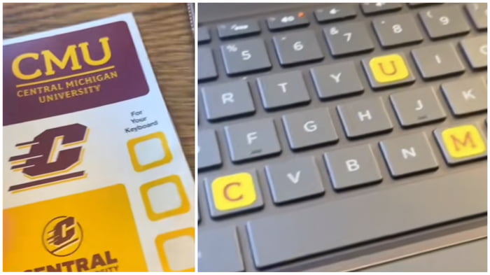 Central Michigan University sent out stickers "for your keyboard" - 9GAG