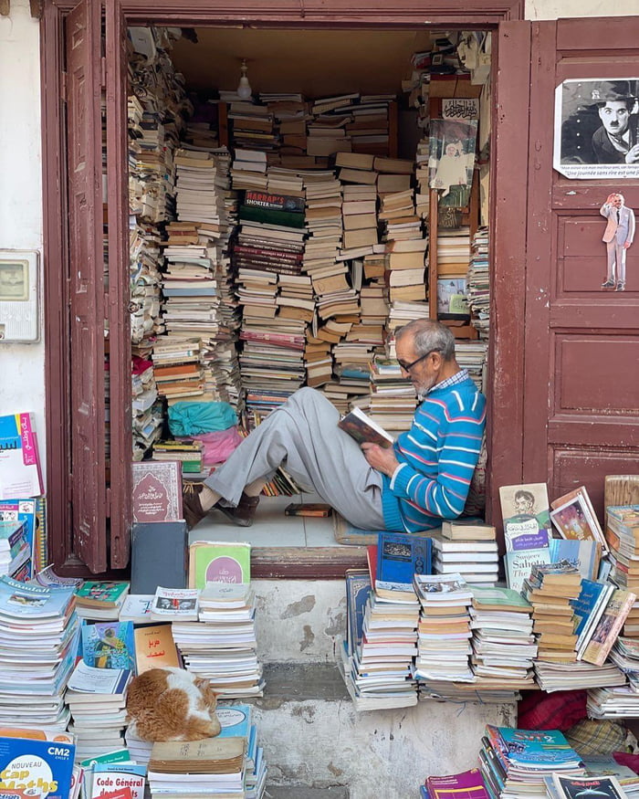 The 70-year-old bookseller, Mohamed Aziz, located in Rabat, Morocco ...
