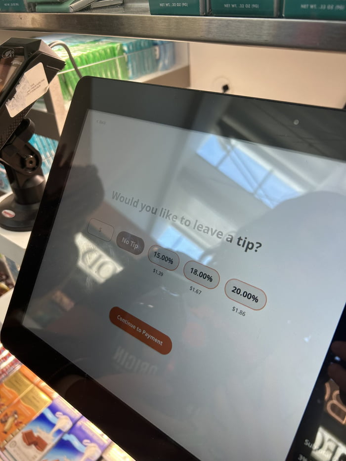 Look the audacity of this self-checkoit machine asking me for tip - 9GAG