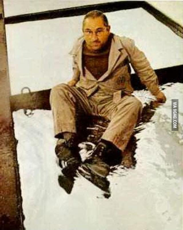 Guy sitting on a pool of mercury. National Geographic, 1972 - 9GAG