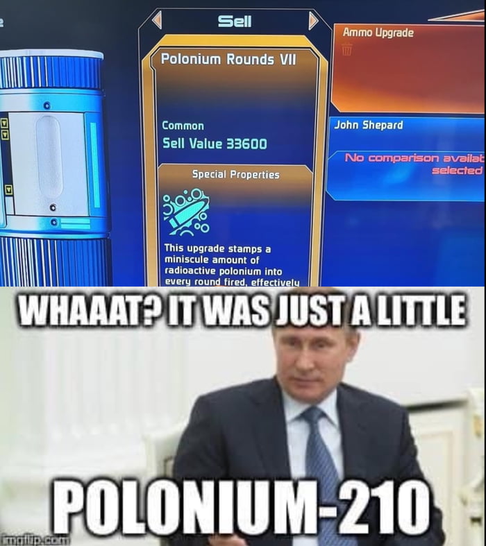 I am Vladimir Putin, and this is my favourite ammunition in Mass Effect ...