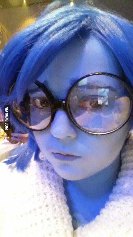 So, I tried cosplaying Inside-Out's Sadness. I think I nailed it! - 9GAG