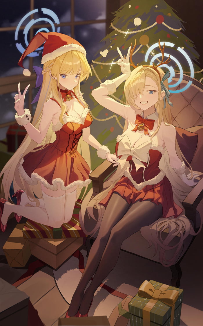Asuna and Toki with gift boxes for Christmas (szai) - 9GAG
