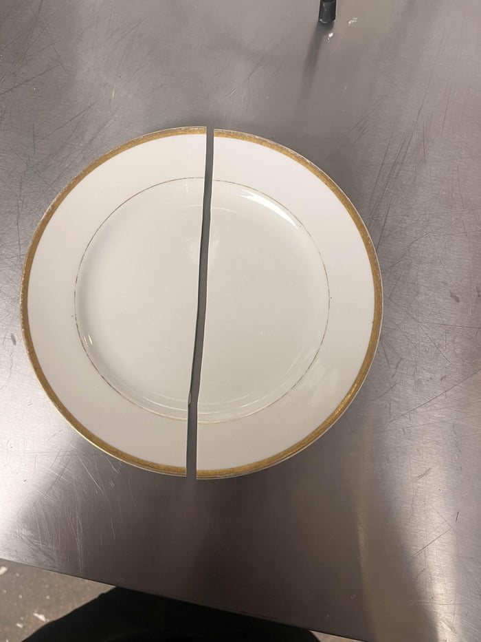 Dropped a plate on a concrete floor and it broke perfectly down the ...
