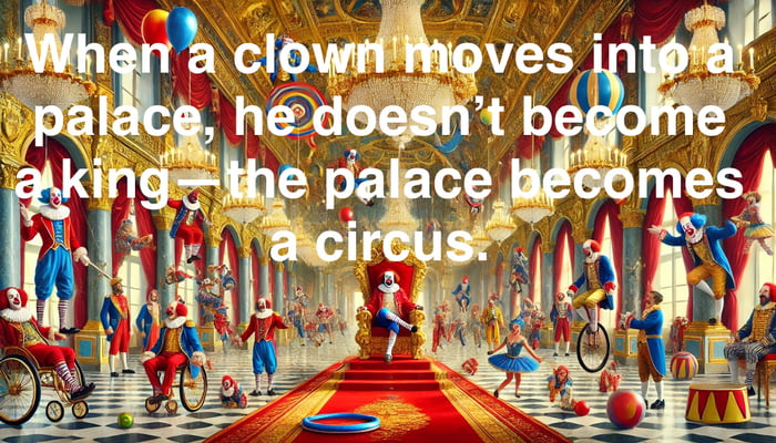 When a clown moves into a palace, he doesn’t become a king—the palace ...