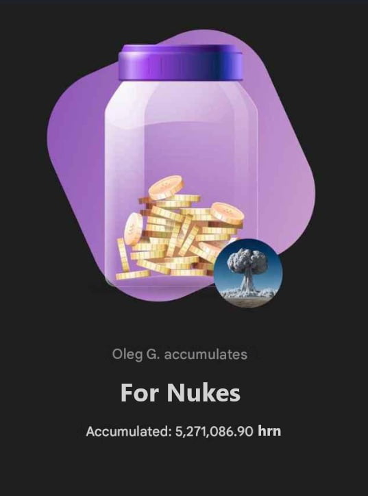 Meanwhile, Ukrainians are collecting donations for the nukes. Monobank ...