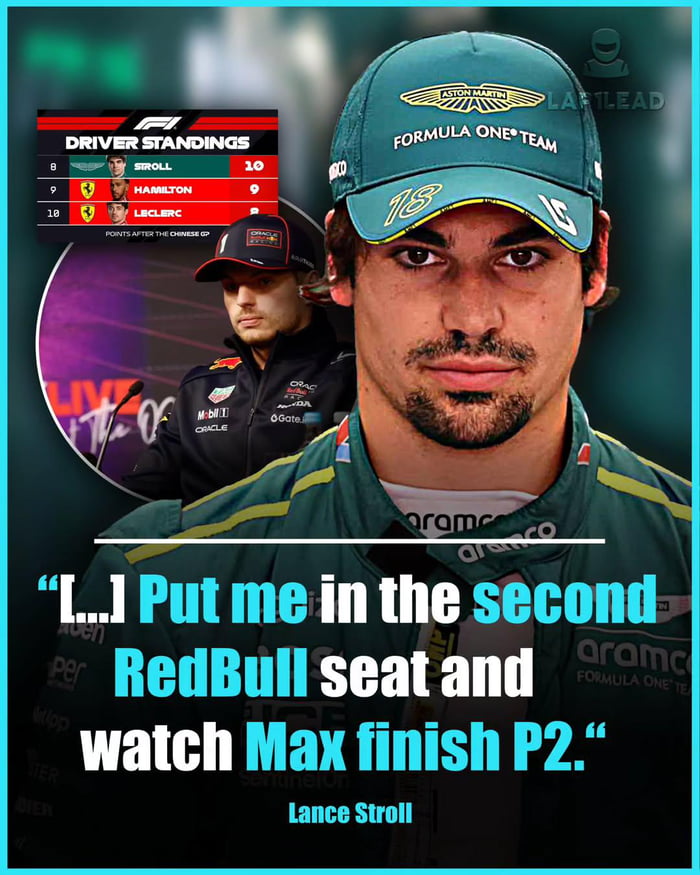 Unstoppable stroll vs immovable second red bull seat - 9GAG
