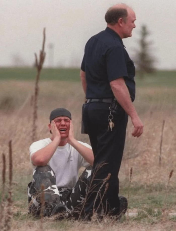 Dustin Gorton, a student at Columbine High School, after discovering ...