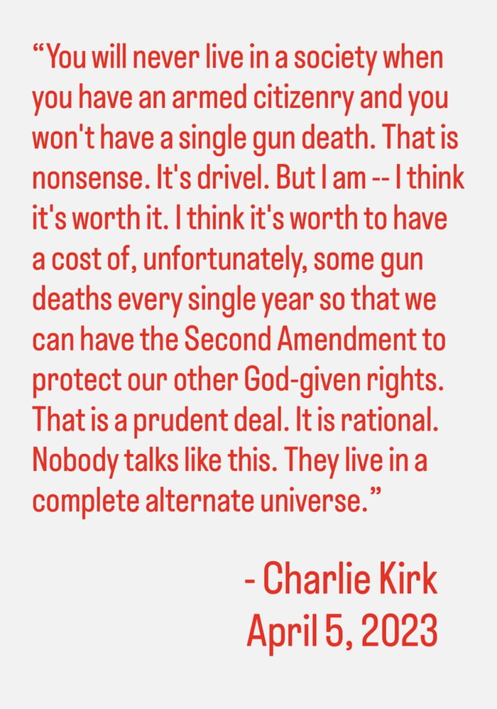 Charlie Kirk became the “cost” so that we can have second Amendment lol - 9GAG