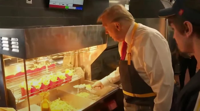 Donald Trump working at Mc Donalds and serving fries - 9GAG