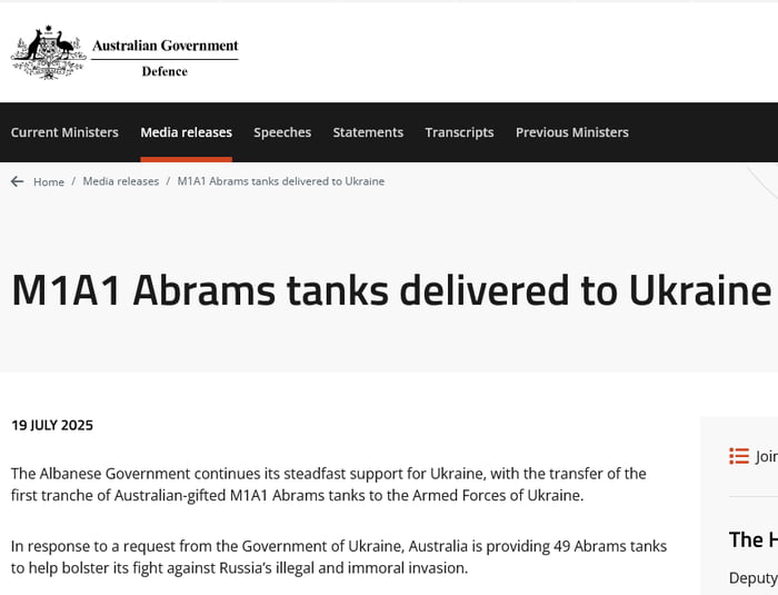 Australia recently delivered 49 M1A1 Abrams tanks to Ukraine - 9GAG