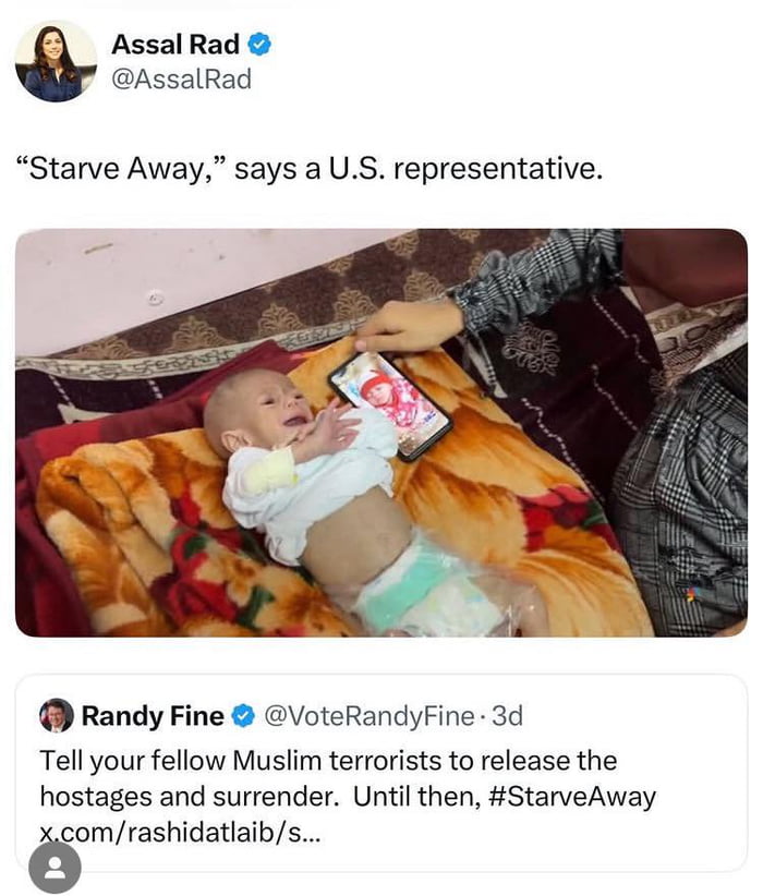 Just normal US Congressman behavior here celebrating starving babies to achieve a political goal ...