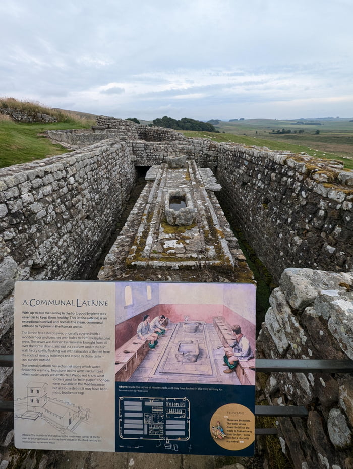 The ruins of the communal latrines in one of the best-preserved Roman ...