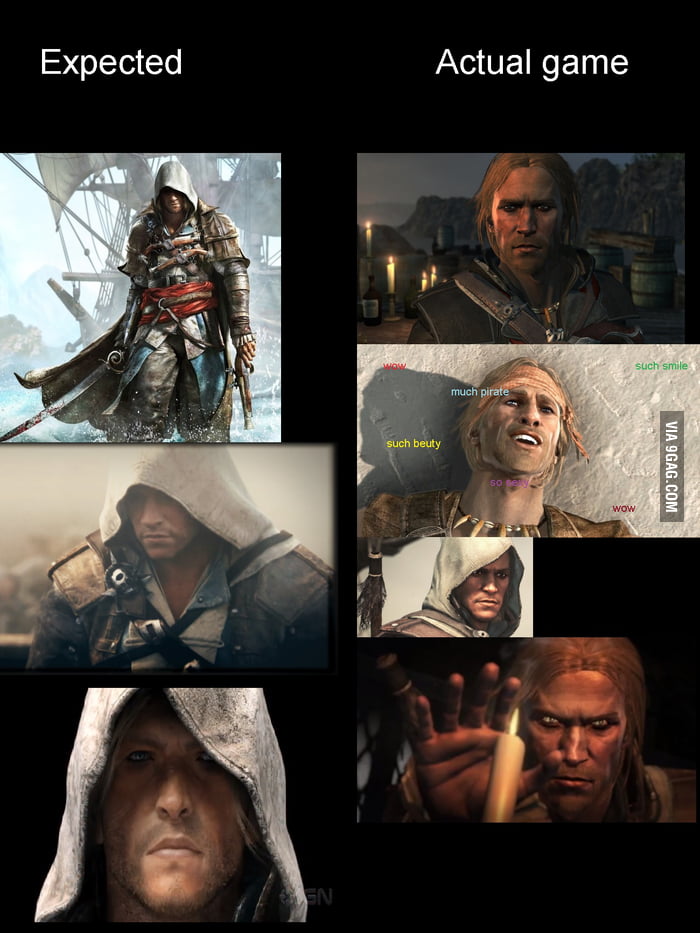 Asassin's Creed IV - Expected and the actual in-game face textures of ...