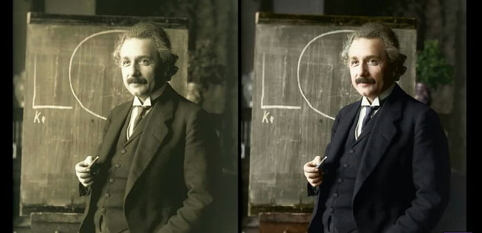 ALBERT EINSTEIN, 1921, COLOURIZED - 9GAG