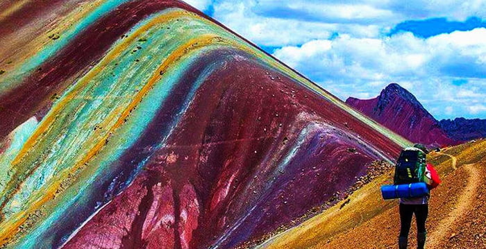 The Mountain of Seven Colors is located in the Andes mountain range, in ...