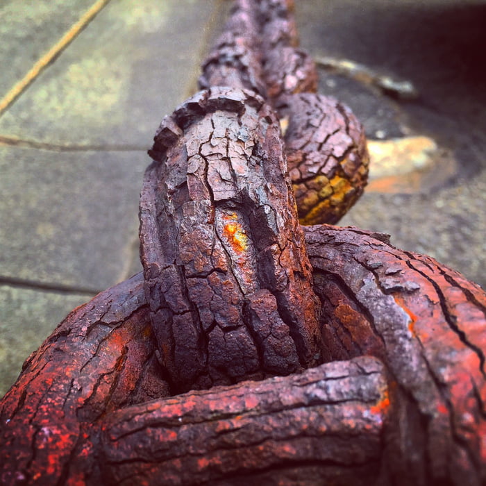 Rusty chain at Fort Point at the Golden Gate Bridge in San Francisco ...