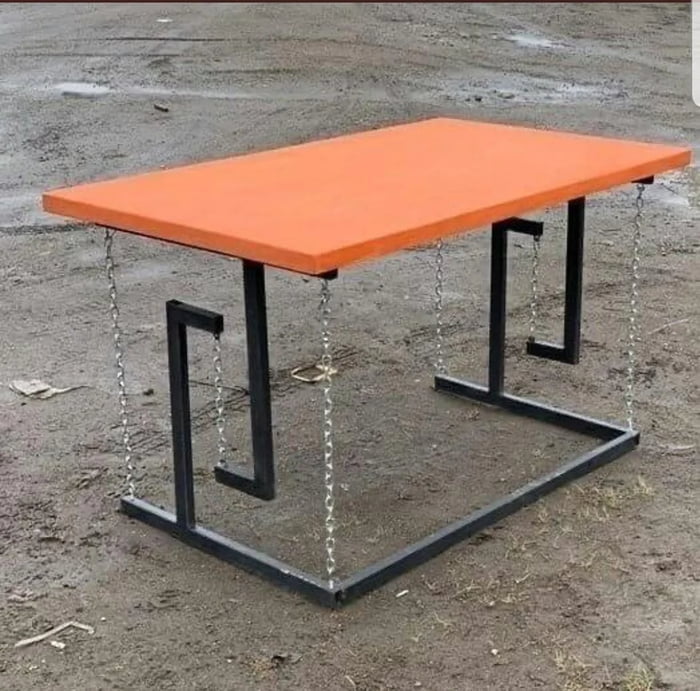 A table created using Physics Illusion of Tension Suspension - 9GAG