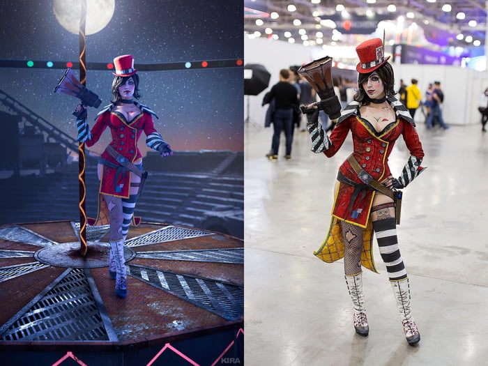 Mad Moxxi Borderlands cosplay photoshoot vs hall shot by Daria Rooz - 9GAG