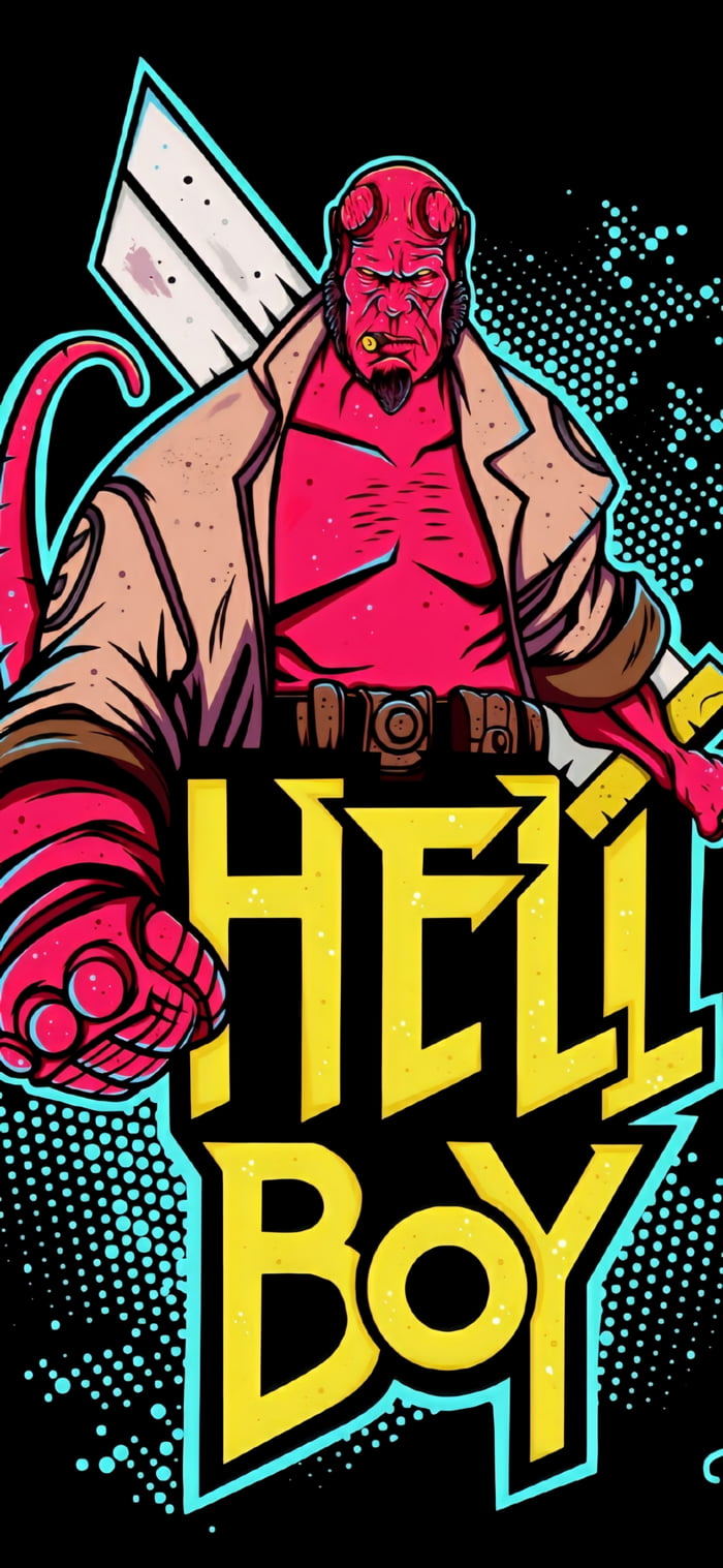 Hellboy Cartoon Style (1440x3120) - 9GAG