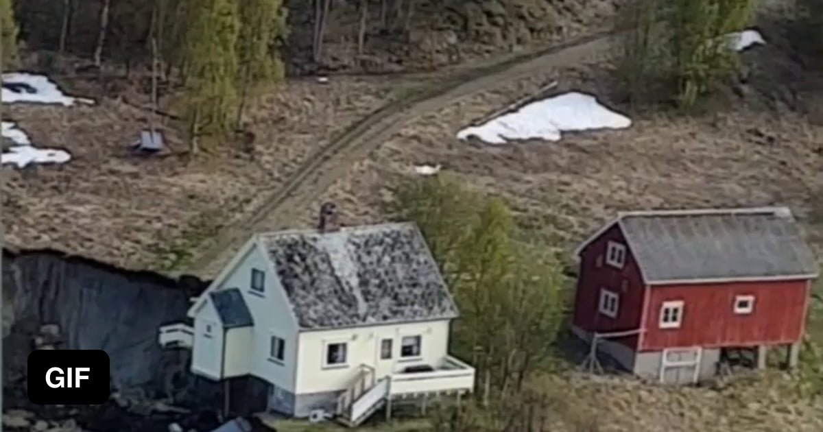 House tipping over after landslide in Northern Norway - 9GAG