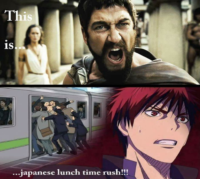 This is Spartaaaa...ehh no...JAPANESE LUNCH TIME RUSH!! - 9GAG