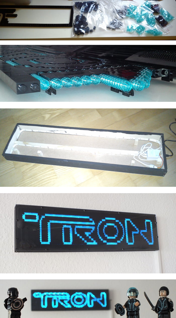 LEGO Tron neon sign I built a few years ago in a wooden frame with LED ...