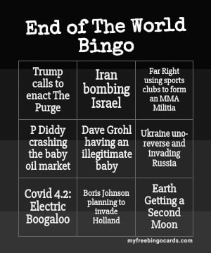 End of the world bingo card - 9GAG