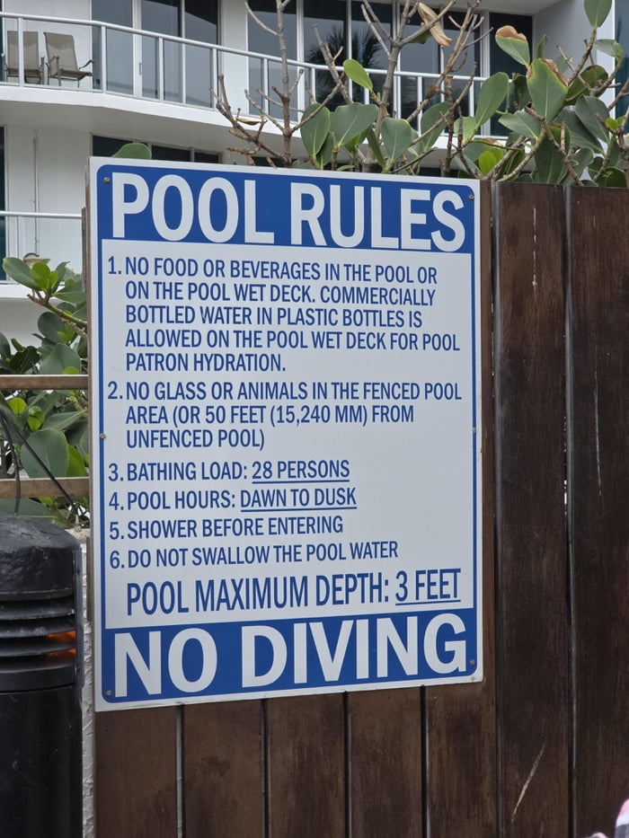 No glass within 15 thousand millimeters of the pool - 9GAG