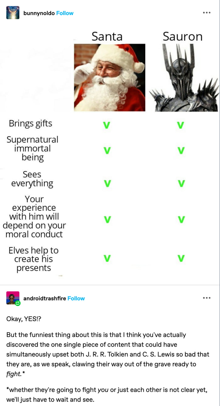 Santa and Sauron - 9GAG