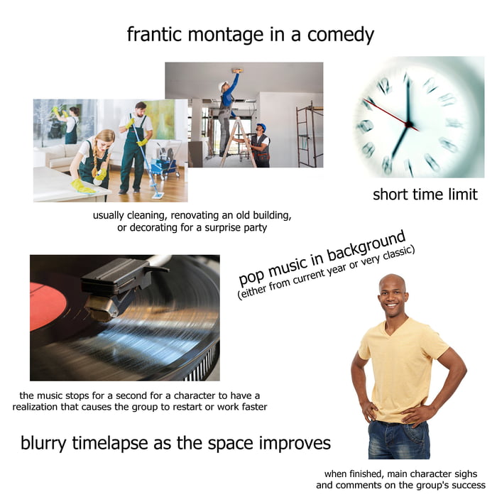 Frantic montage in a comedy starter pack - 9GAG