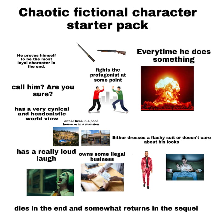 Chaotic fictional character starter pack - 9GAG