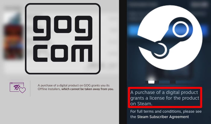 Steam adds licensing disclaimer, GOG hits back with perfectly sarcastic response - 9GAG