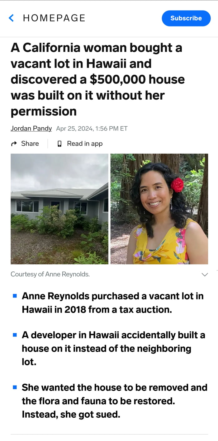 A company 'accidentally' building a house on your land and then suing you for being 'unjustly ...