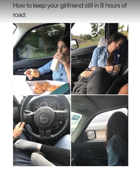 Eight hours of driving, one donut fueled nap. This is a relationship. - 9GAG