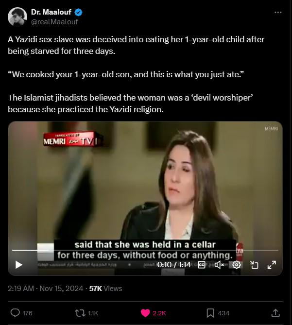 A Yazidi sex slave was starved and tricked into eating her one year old son - 9GAG
