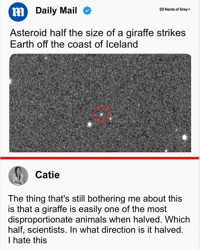 The important questions about asteroid sizes. - 9GAG