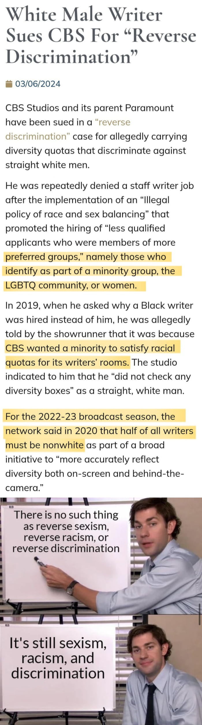 If you wonder why so many shows and movies suck these days. It's ideology over entertainment ...