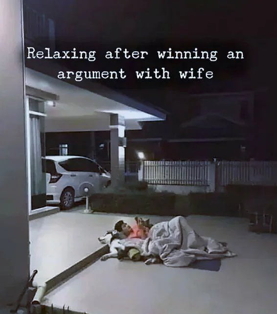 Relaxing after winning an argument with wife - 9GAG