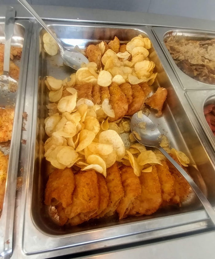 Fish & Chips from a buffet restaurant in Sweden - 9GAG