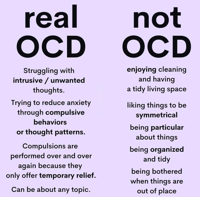 A cool guide of difference between real ocd and not ocd. - 9GAG