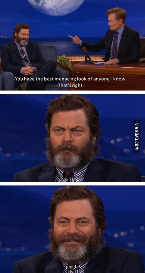 The menacing look of Nick Offerman - 9GAG