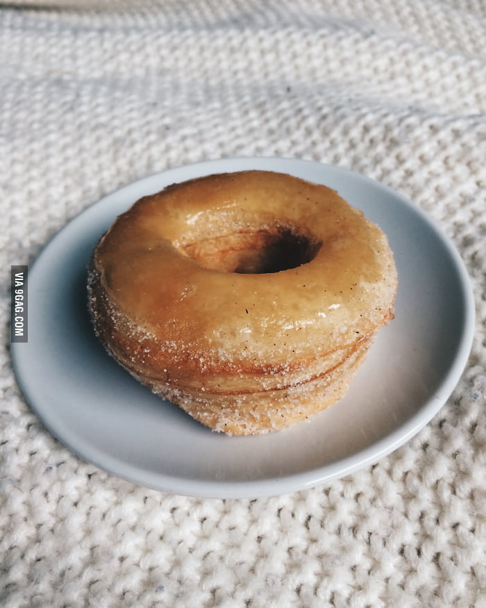 Homemade cinnamon sugar cronut with maple butter glaze - 9GAG