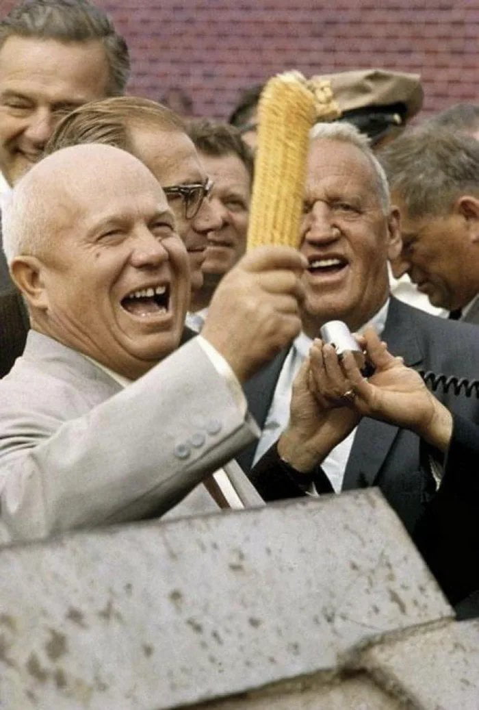 Nikita Khrushchev showing the Soviet people the first imported banana ...