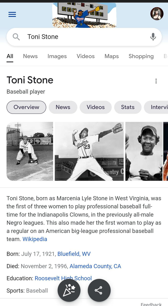Google Doodle honors Toni Stone - 9GAG