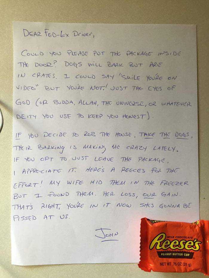 Dear FedEx Driver - 9GAG