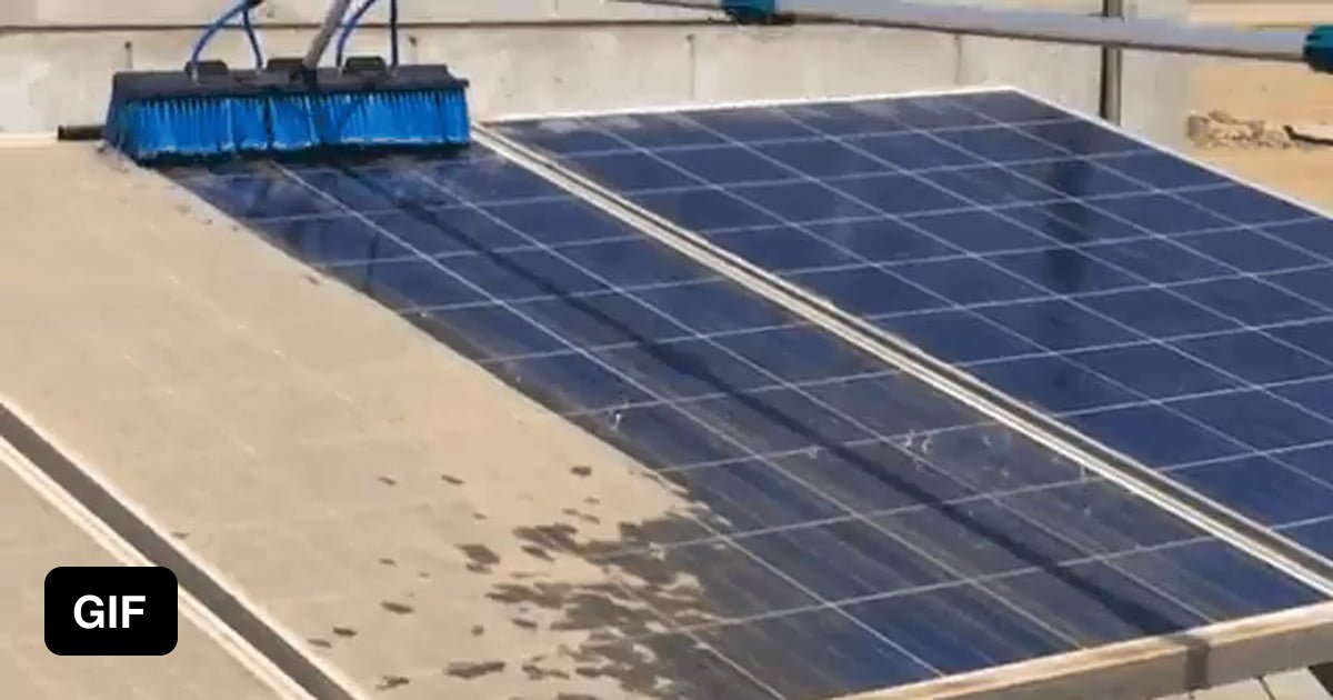 Cleaning dust off these solar panels. - 9GAG